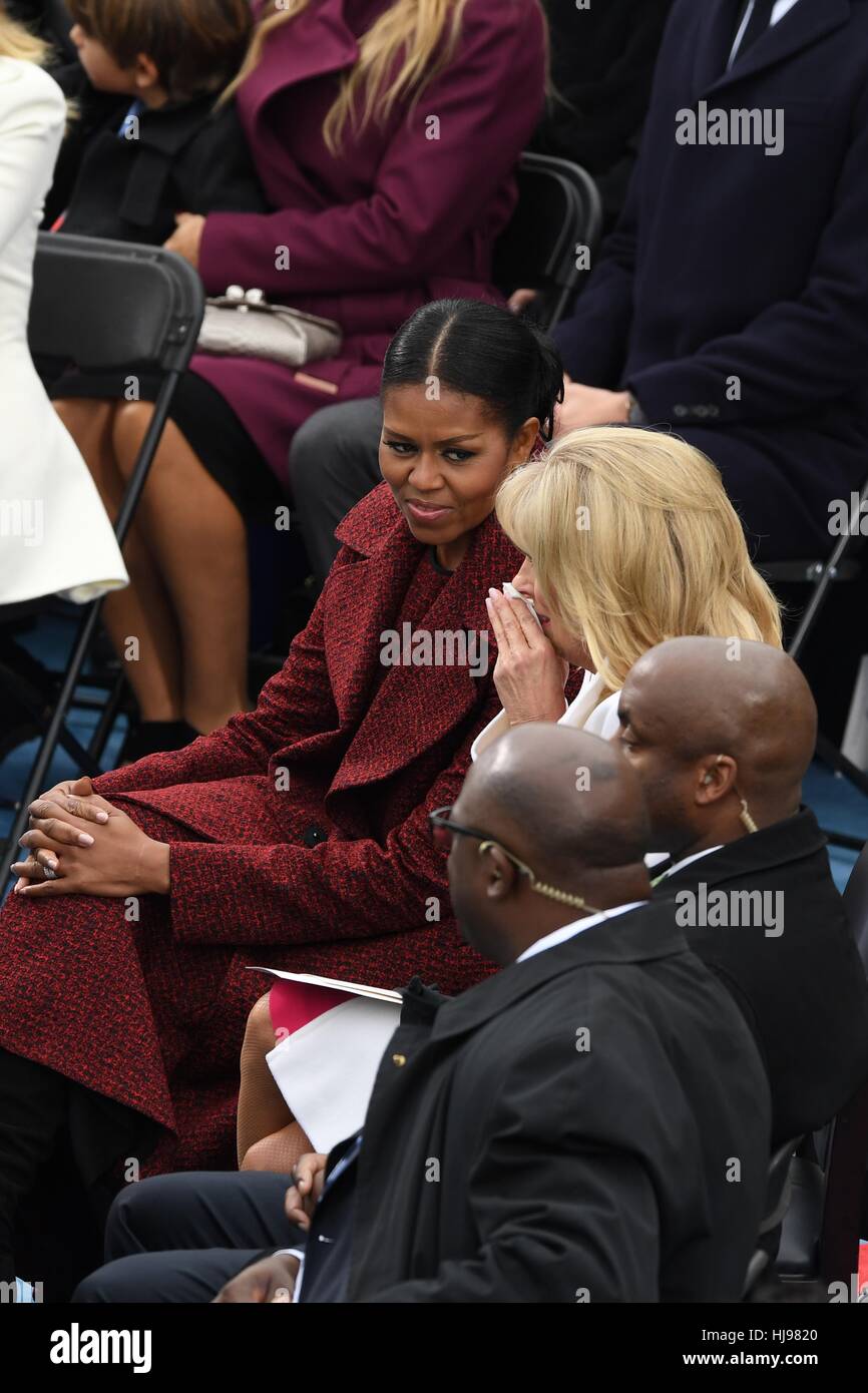 First Lady Michelle Obama looks toward a tearful Dr. Jill Biden during ...