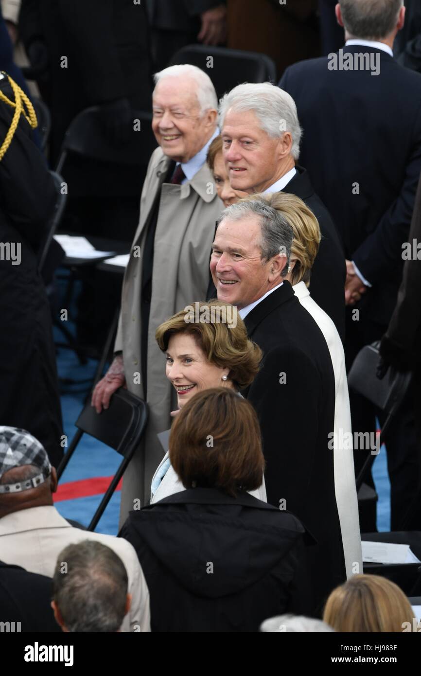 Former Presidents George W. Bush, Bill Clinton and Jimmy Carter during ...