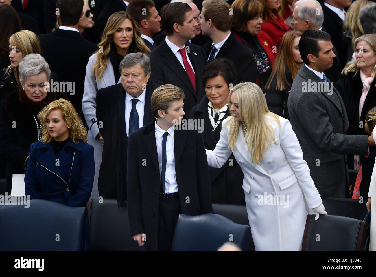 Tiffany Trump greets her half-brother Baron Trump during the President ...