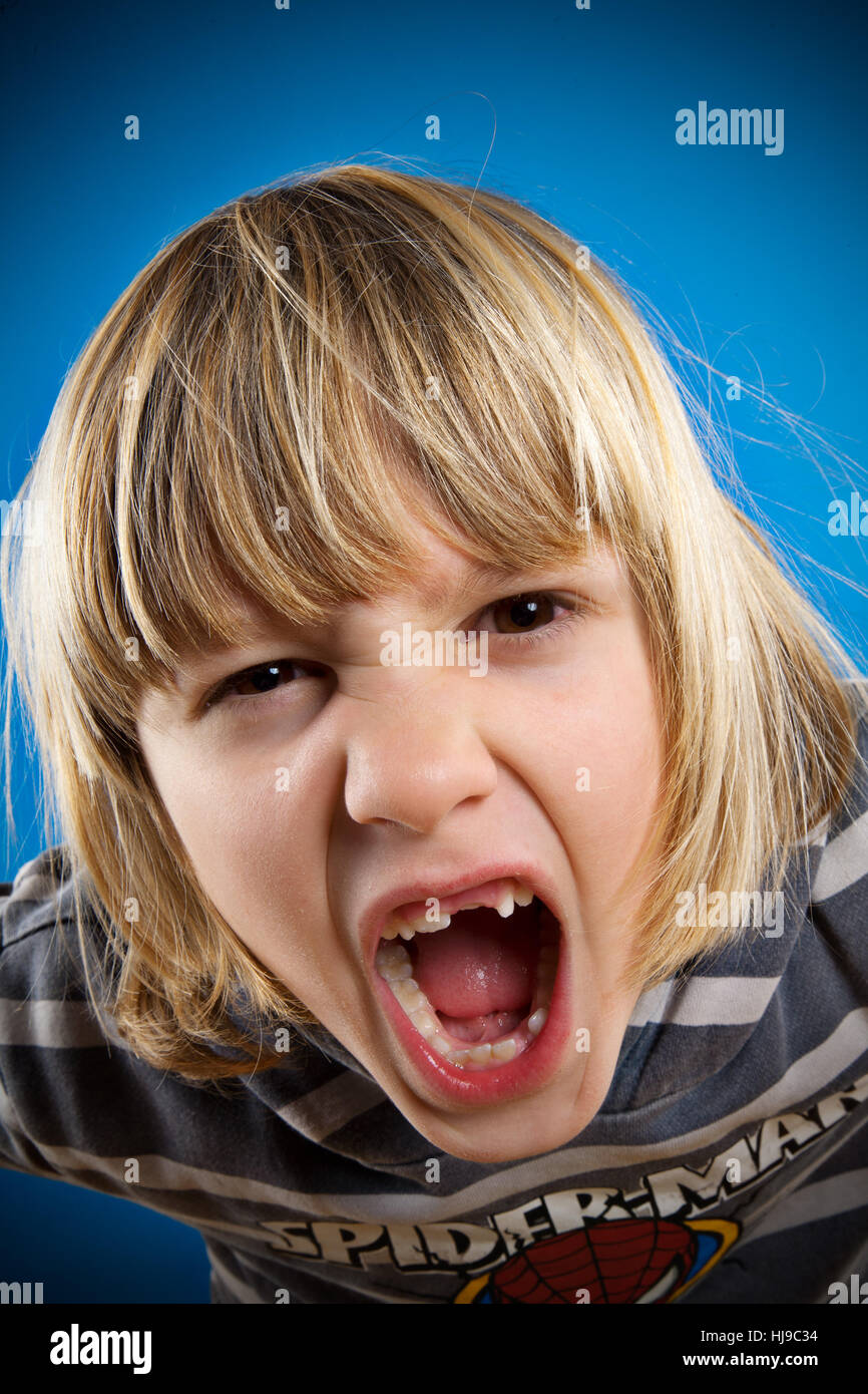 schoolchild, raving, furious, angry, irately, tooth space, milk teeth ...