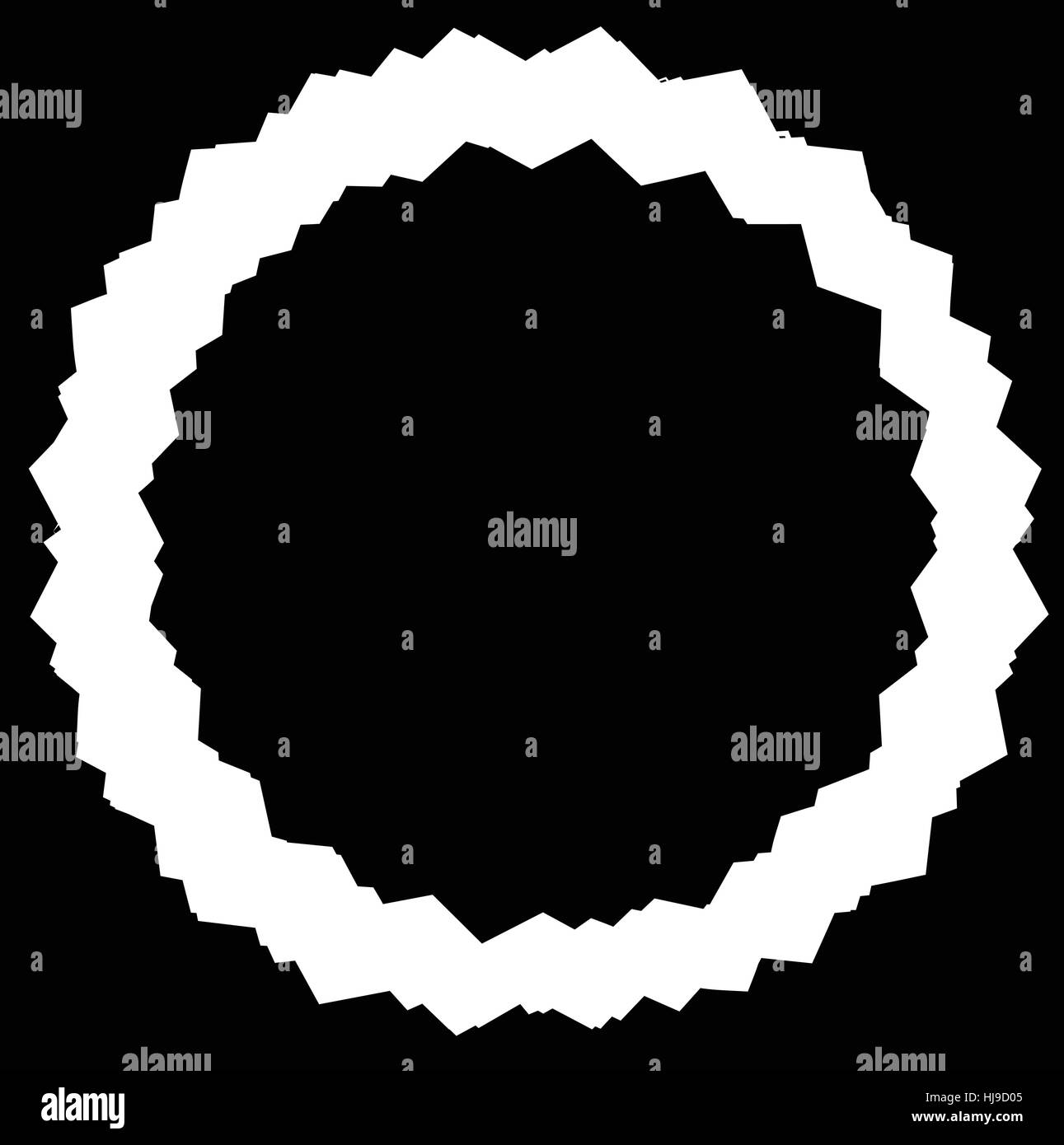 Edgy, zigzag circle frame, circle border. Textured circular shape Stock ...