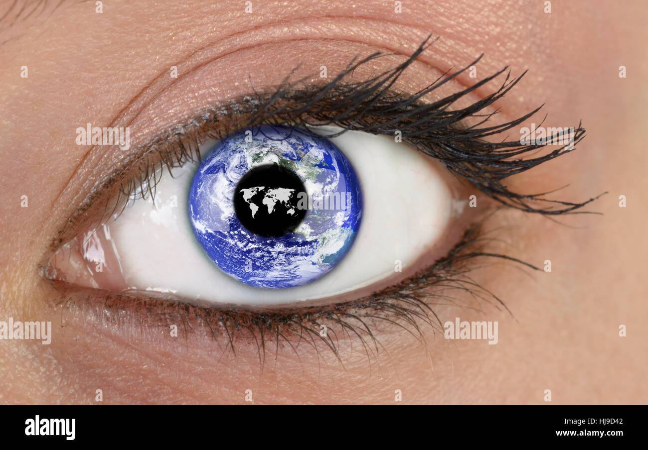 eye with globe Stock Photo - Alamy