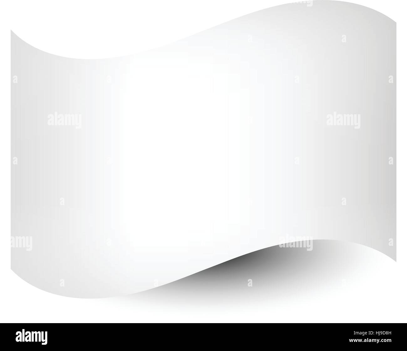 White shaded flag template on white. Waving empty rectangle, flag shape ...