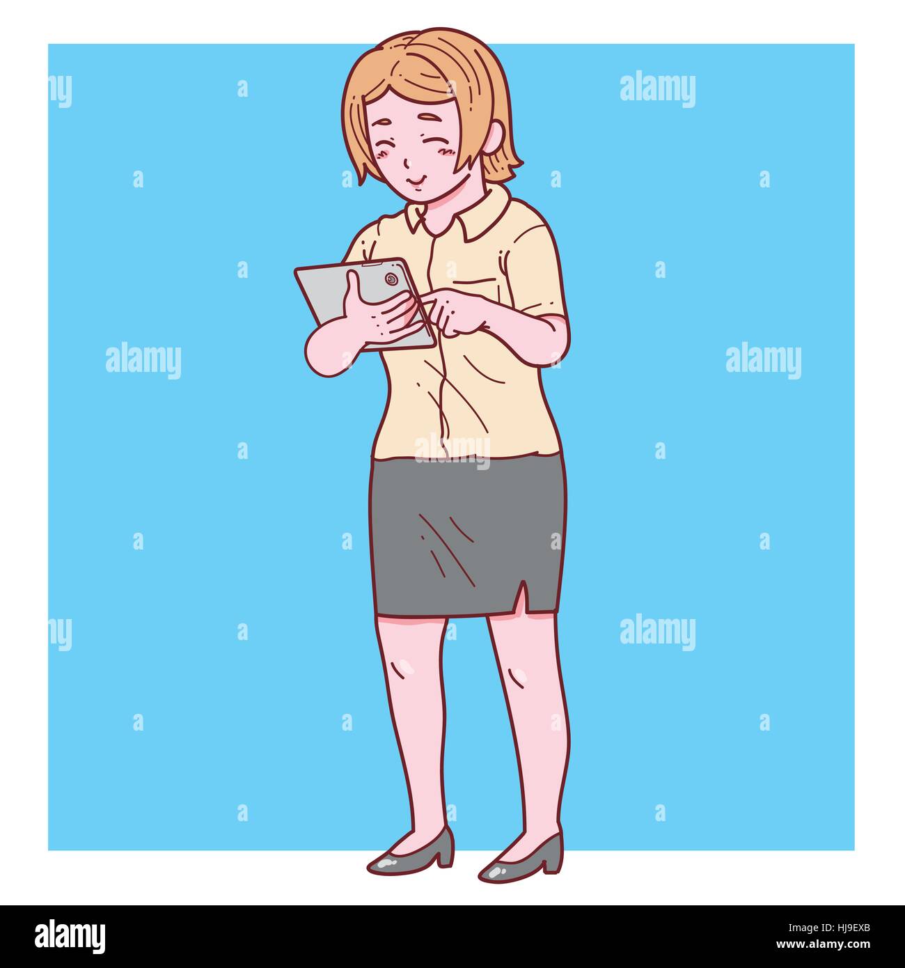 Beautiful woman using modern tablet Stock Vector Images - Alamy