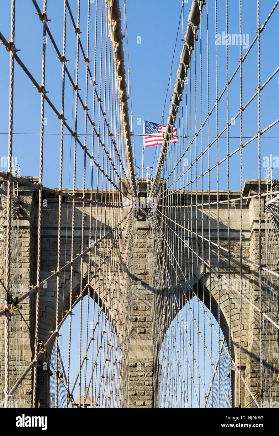 blue, stone, bridge, tourism, sightseeing, net, steel, flag, brooklyn ...