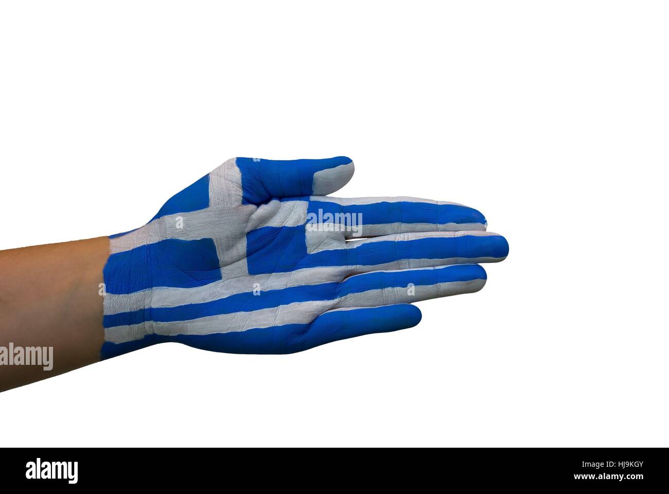 the greek colors painted on a hand, isolated Stock Photo - Alamy