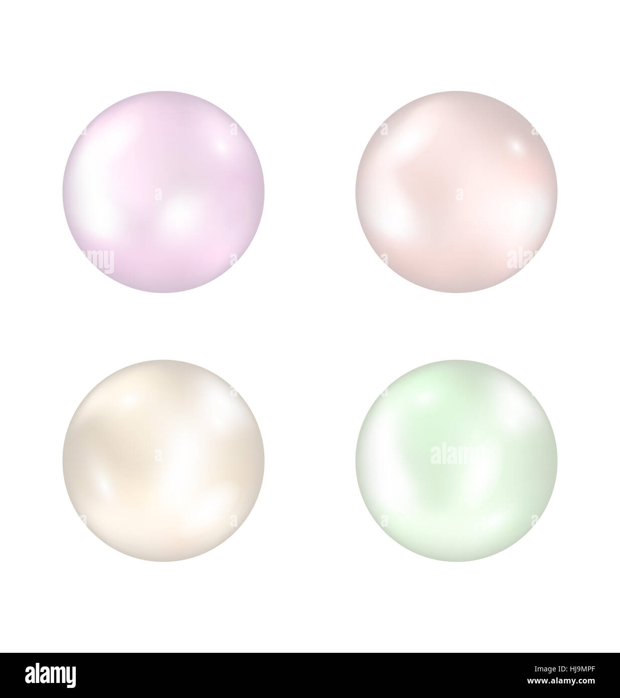 Illustration set of colorful pearls isolated on white background Stock ...