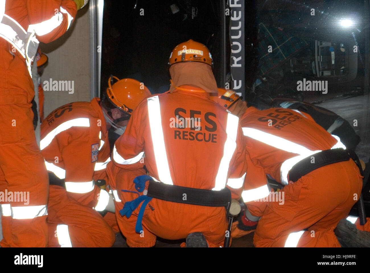 SES EMERGENCY RESCUE SERVICES AT THE SCENE OF A MOCK ROAD ACCIDENT IN ...