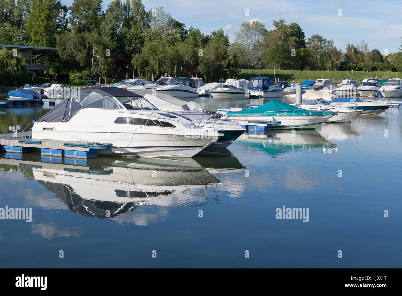 motor boats in the harbor Stock Photo - Alamy
