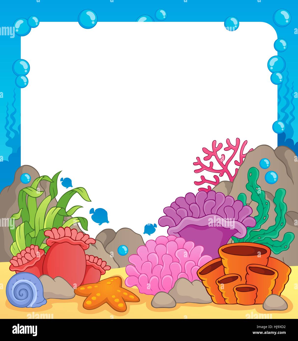 Coral reef theme frame 1 - picture illustration Stock Photo - Alamy