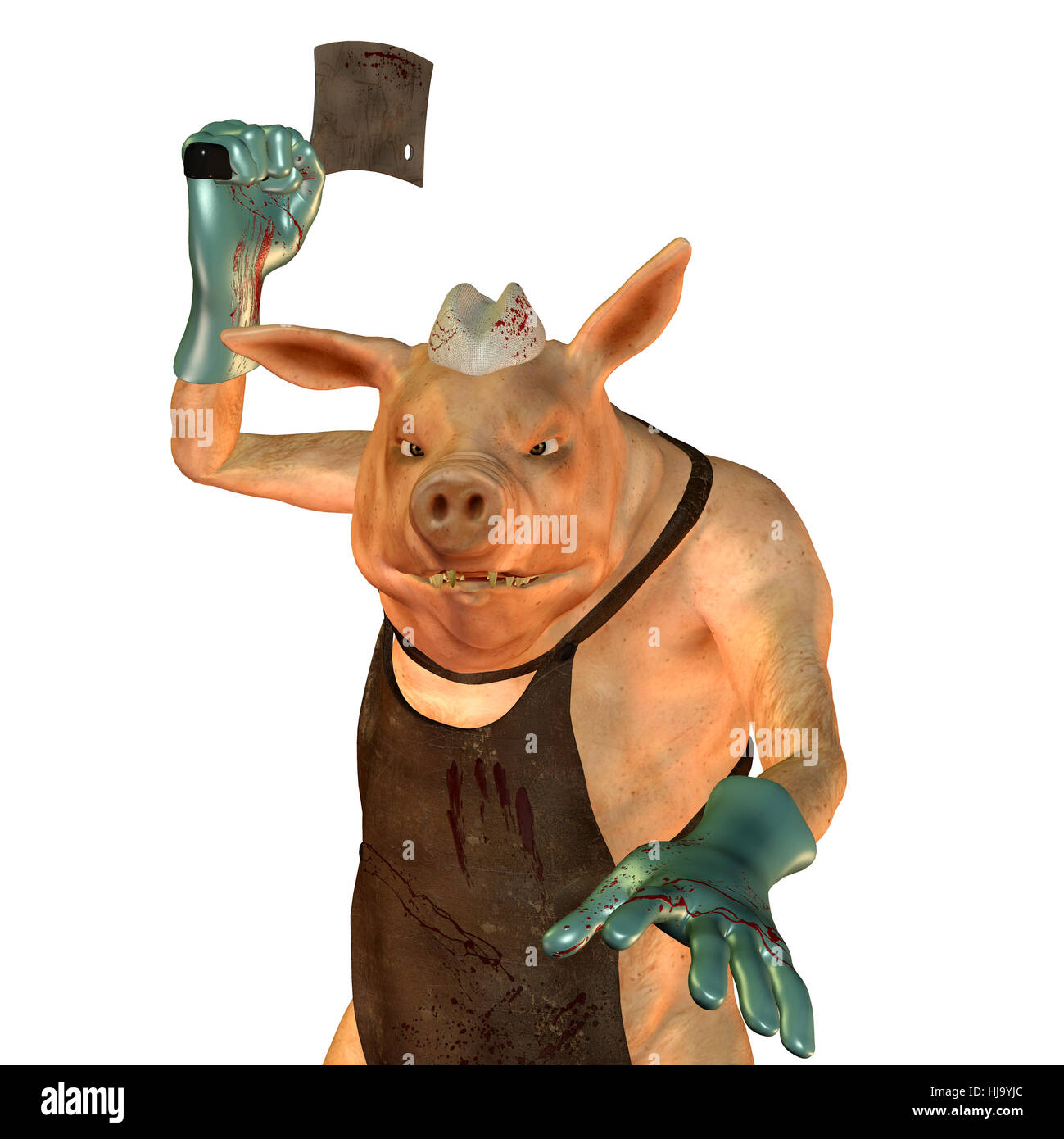 illustration, butcher, pork, pig, meat, optional, comic, humour, male ...