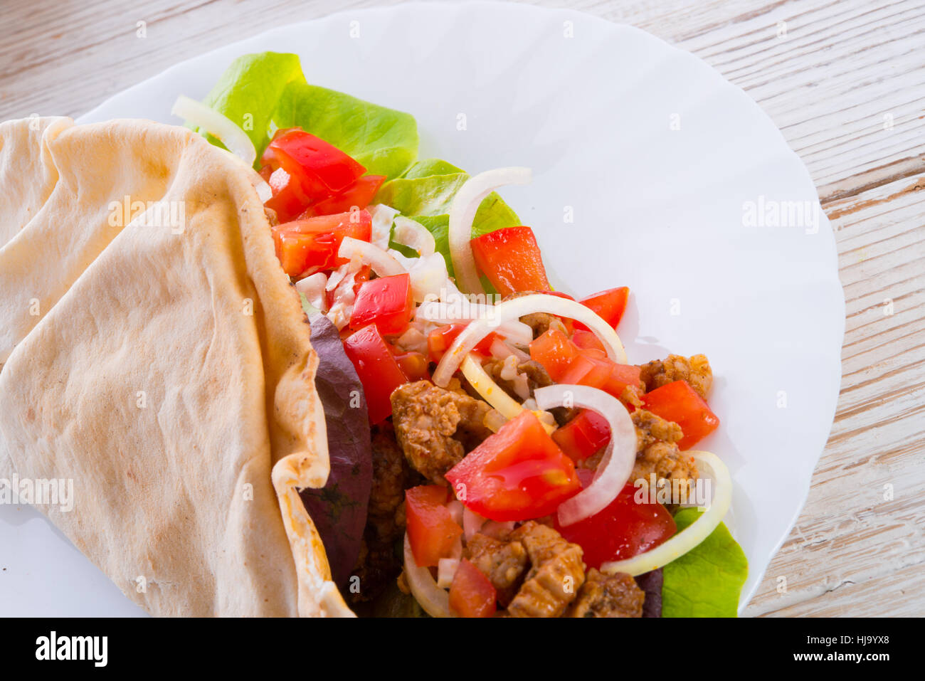 kebab - grilled meat,bread and vegetables Stock Photo - Alamy