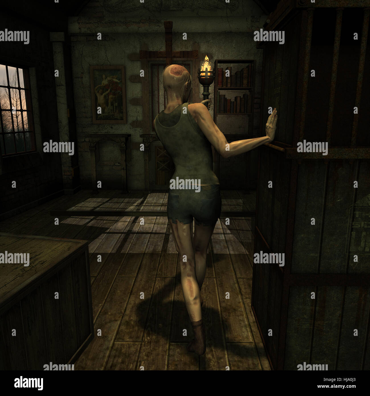 woman, fear, horror, rotten, zombie, dead, inside, window, porthole ...