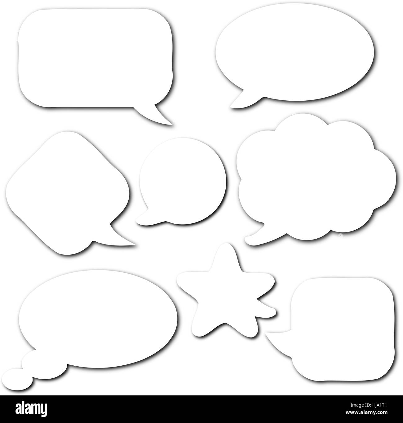 White empty and blank comic speech bubbles set with shadow on white ...