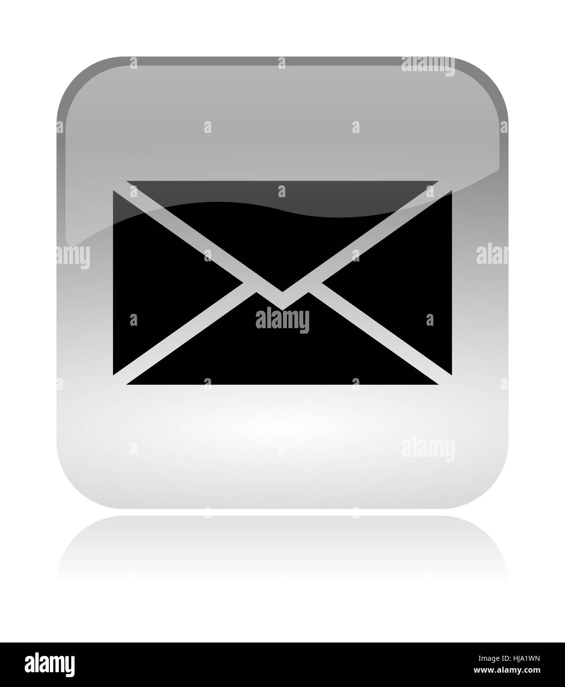 Email envelope white, transparent and glossy web interface icon with ...