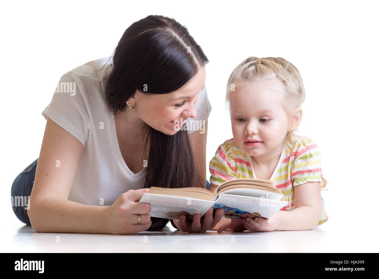 pretty young mother teaching her little kid child Stock Photo - Alamy
