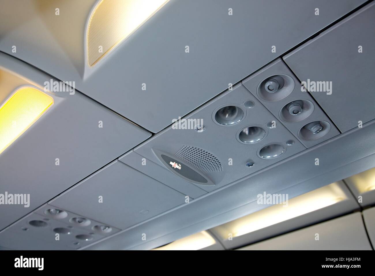 Plane cabin interior detail Stock Photo - Alamy