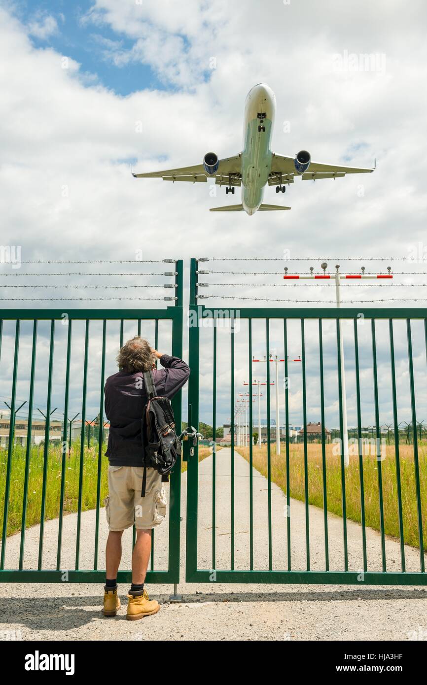 aircrafts, observation, landing, runway, approach flight, observer ...