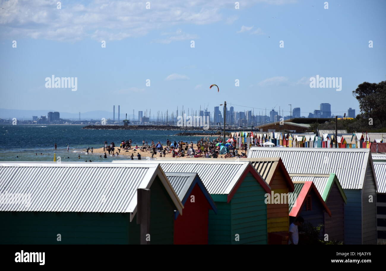 Brighton bathing boxes with classic Victorian architectural features ...