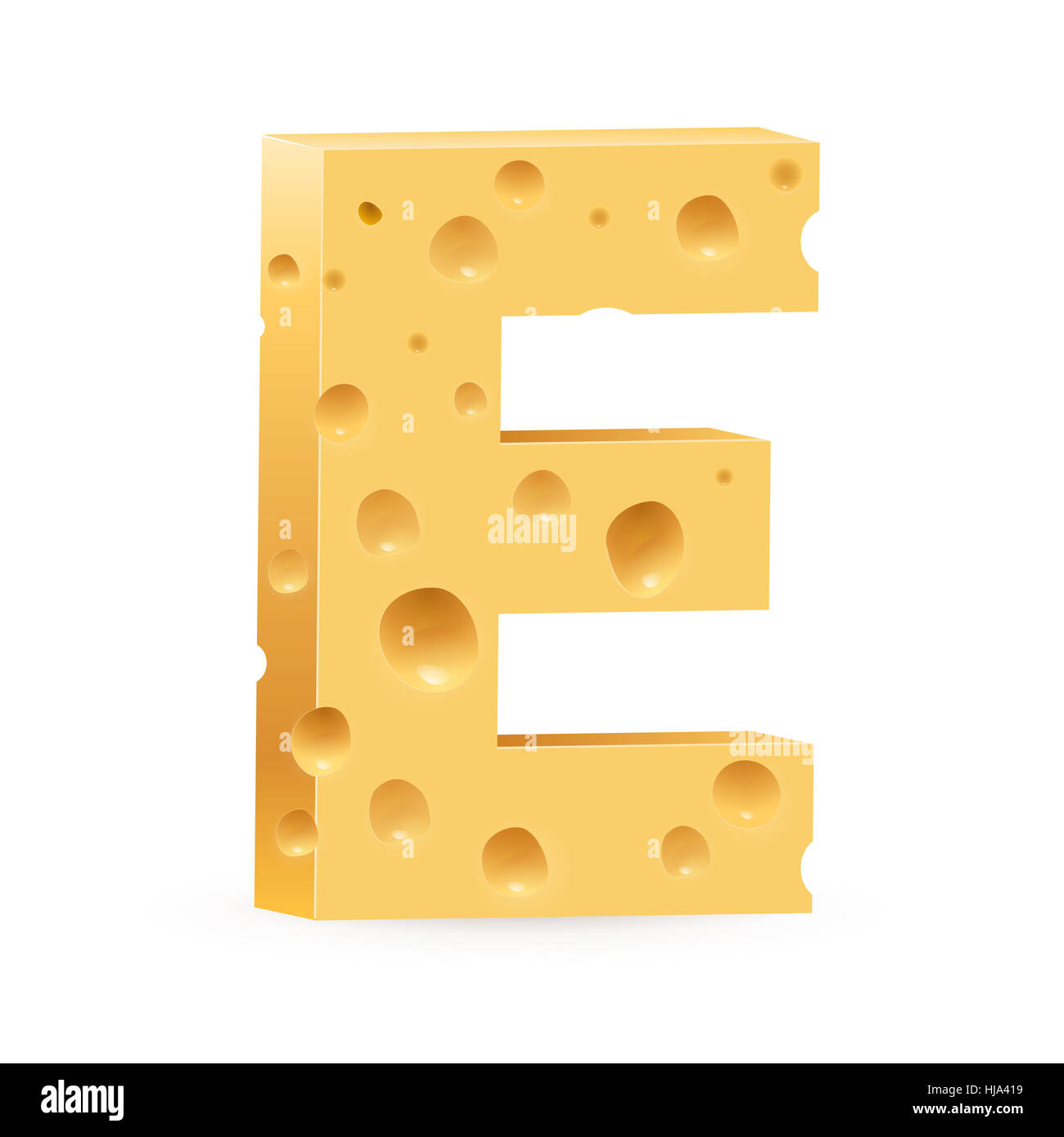 Cheese font E letter. Illustration on white Stock Photo - Alamy