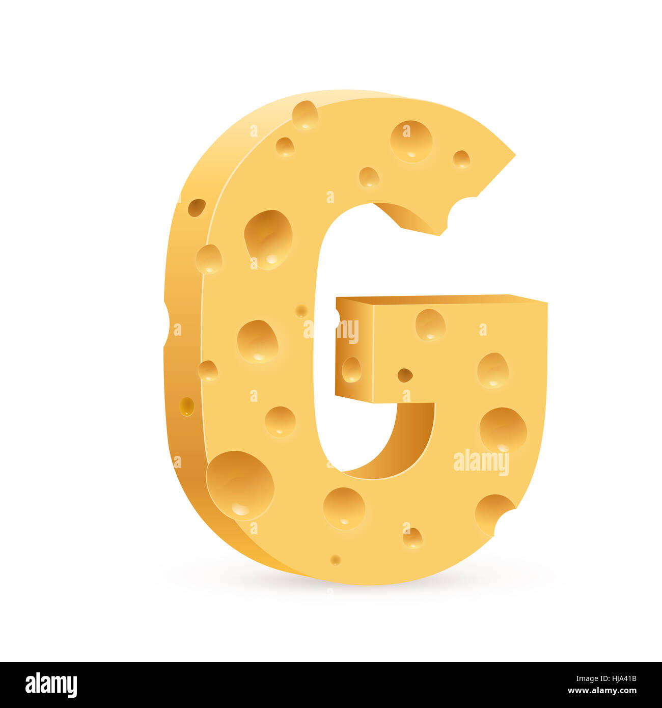 Cheese font G letter. Illustration on white Stock Photo - Alamy