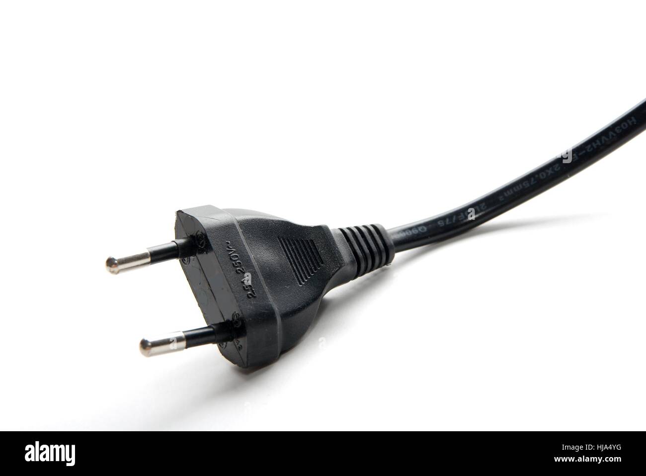 Black electric plug isolated on white Stock Photo - Alamy