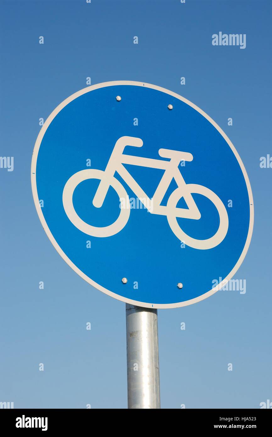 sign, signal, blue, clear, road, bike, bicycle, cycle, street, cycling ...