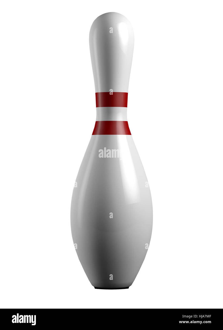 3d render of a white bowling pin with red stripes isolated on white ...