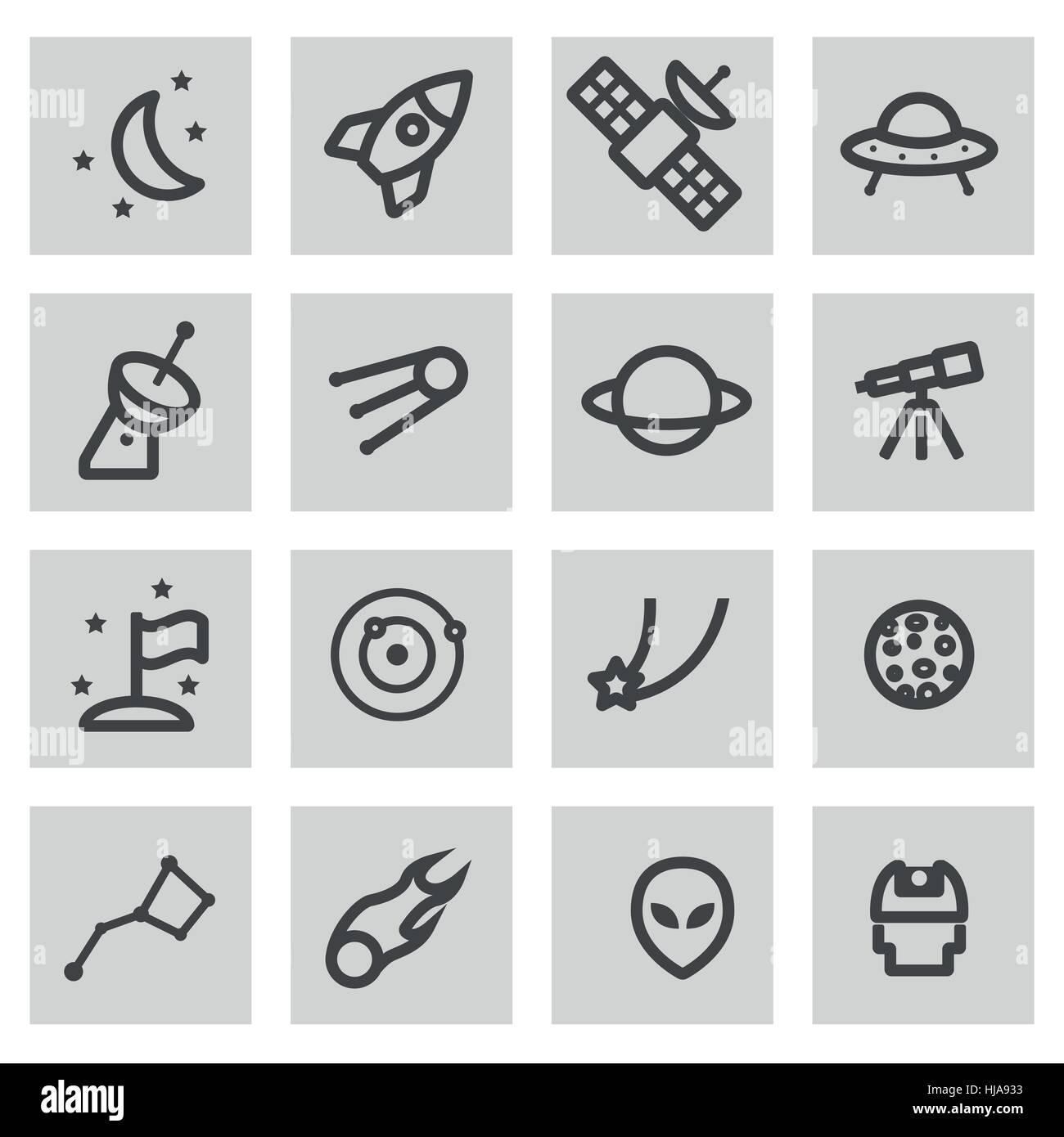 Vector line space icons set on grey background Stock Vector Image & Art ...