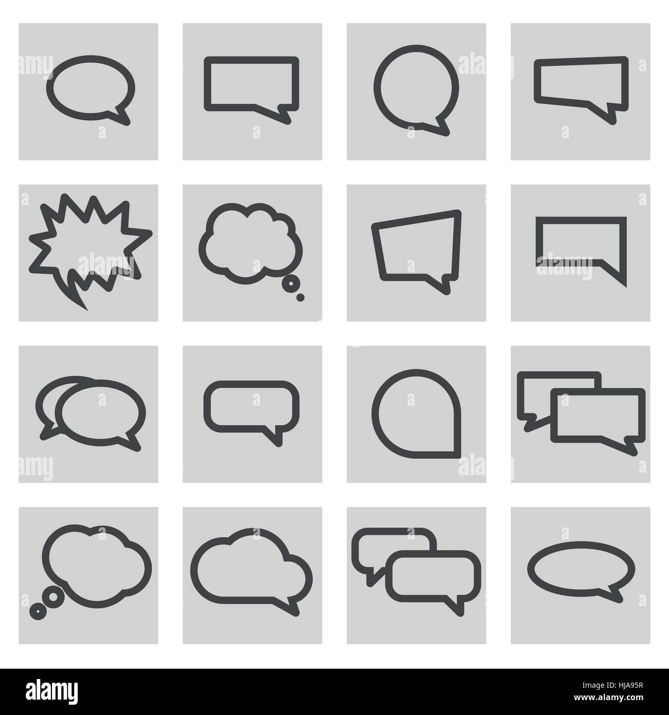 Vector line speech bubbles icons set on grey background Stock Vector ...