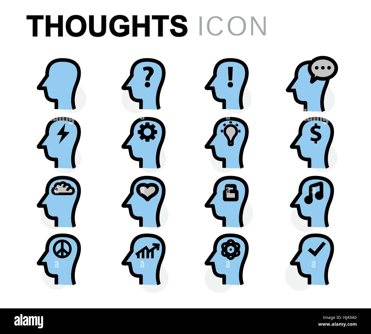 Vector flat thoughts icons set on white background Stock Vector Image ...