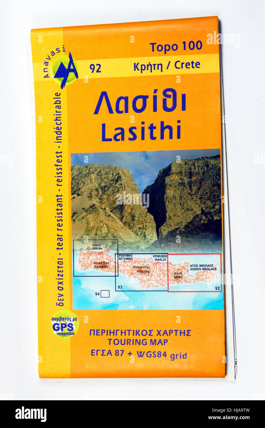 Map of Lasithi province, Crete, Greece Stock Photo - Alamy
