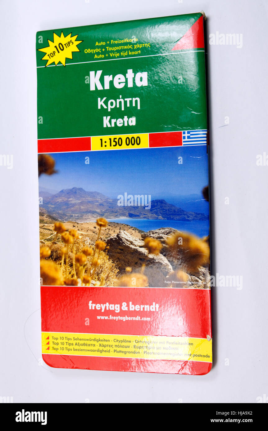 Tourist map of Crete, Greece Stock Photo - Alamy