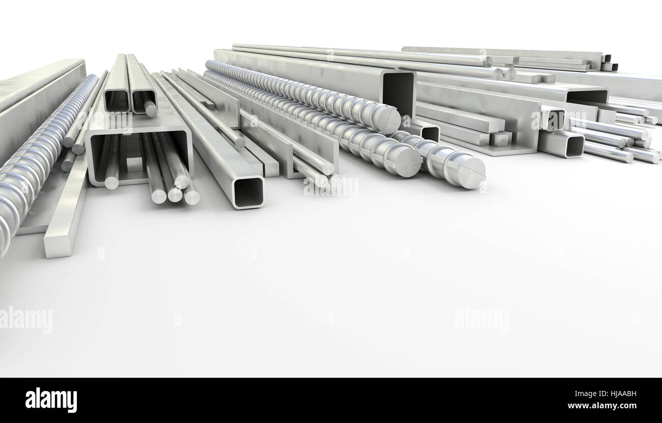 metal bar 3d rendering on white Stock Photo - Alamy