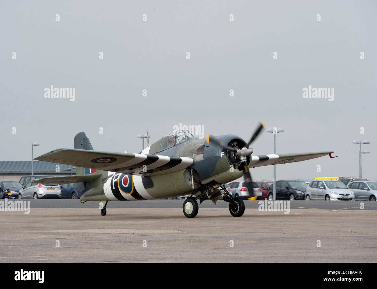 Grumman FM2 Wildcat fighter aircraft performing at a flypast to honour ...
