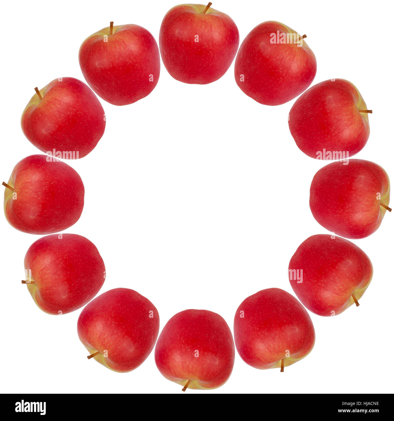 Red apples in a circle isolated on White Stock Photo - Alamy