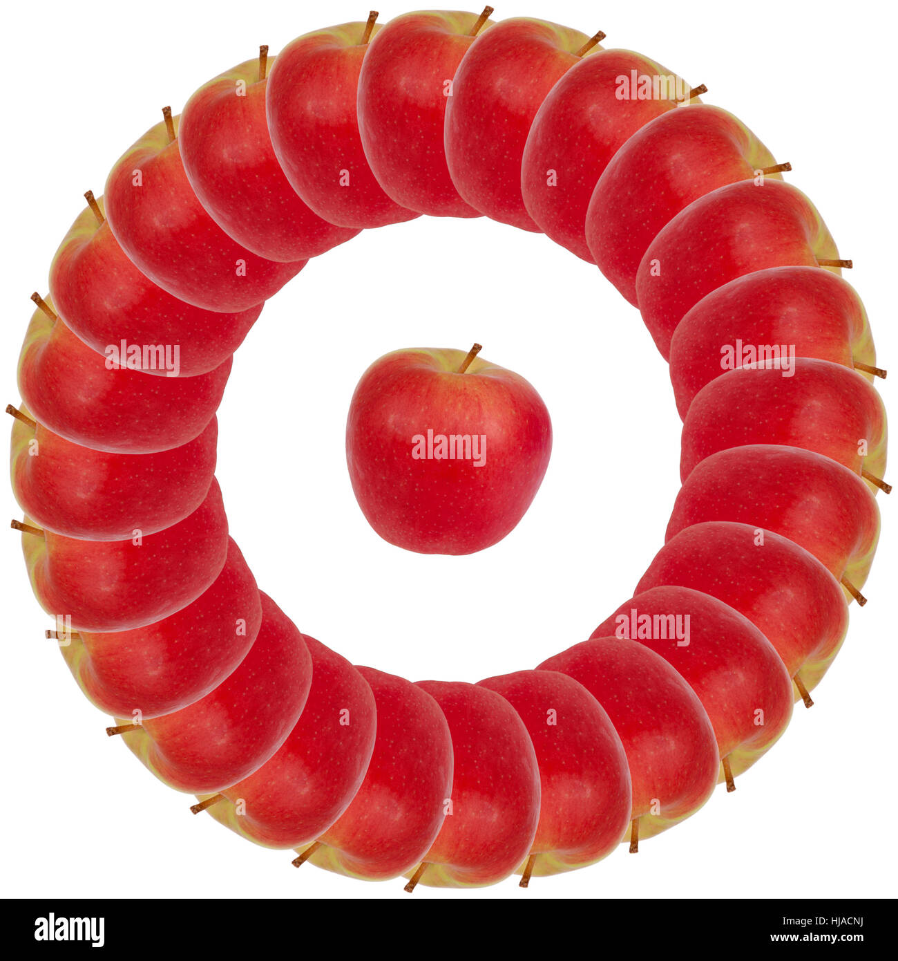 Red apples in a circle isolated on White Stock Photo - Alamy