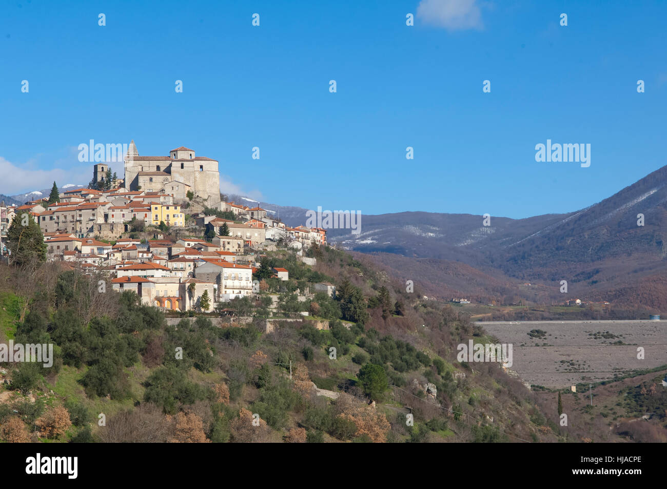 view on the ancient village of Marsico Nuovo, Basilicata, Italy Stock ...