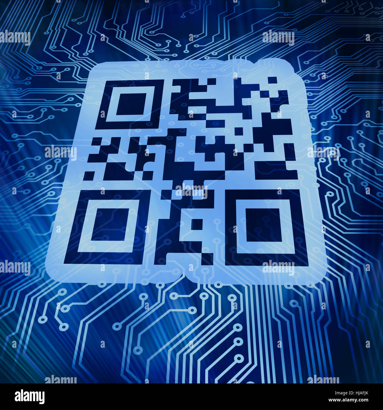 Qr code standing in front of futuristic background showing circuit ...