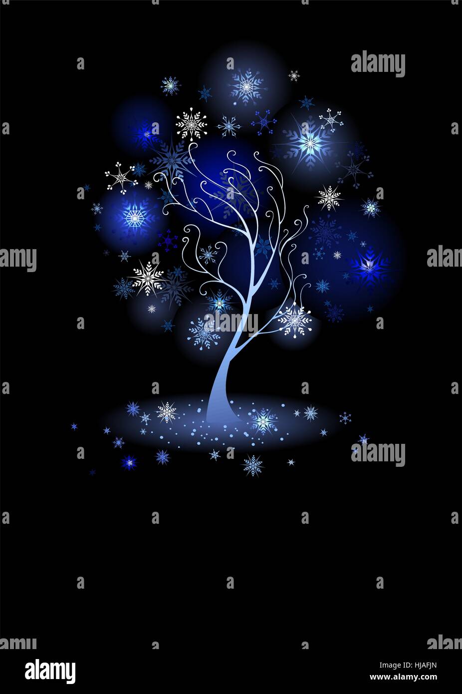Snowflakes on tree winter Stock Vector Images - Alamy