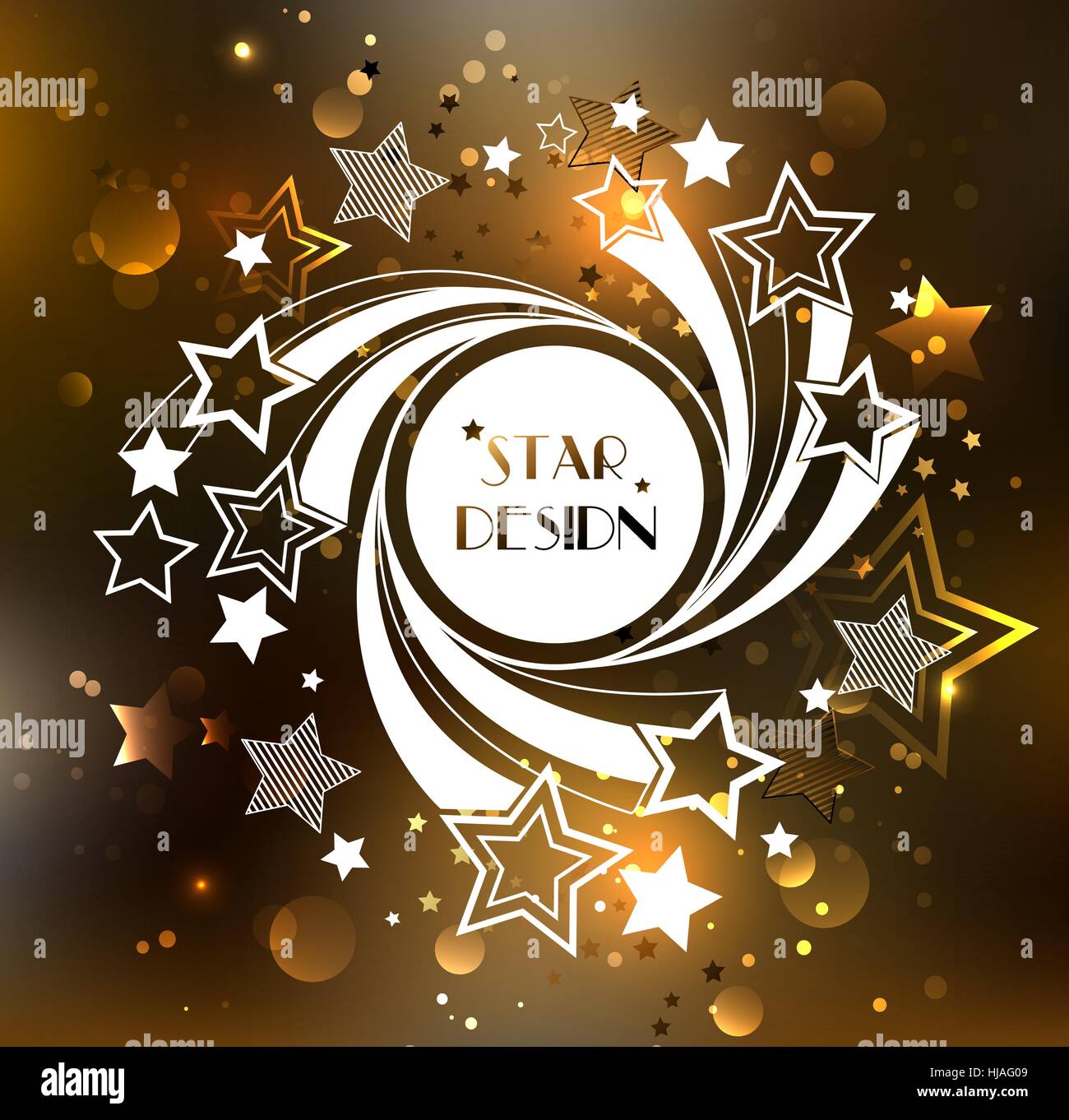 white round banner with white stars on a rotating glowing golden ...