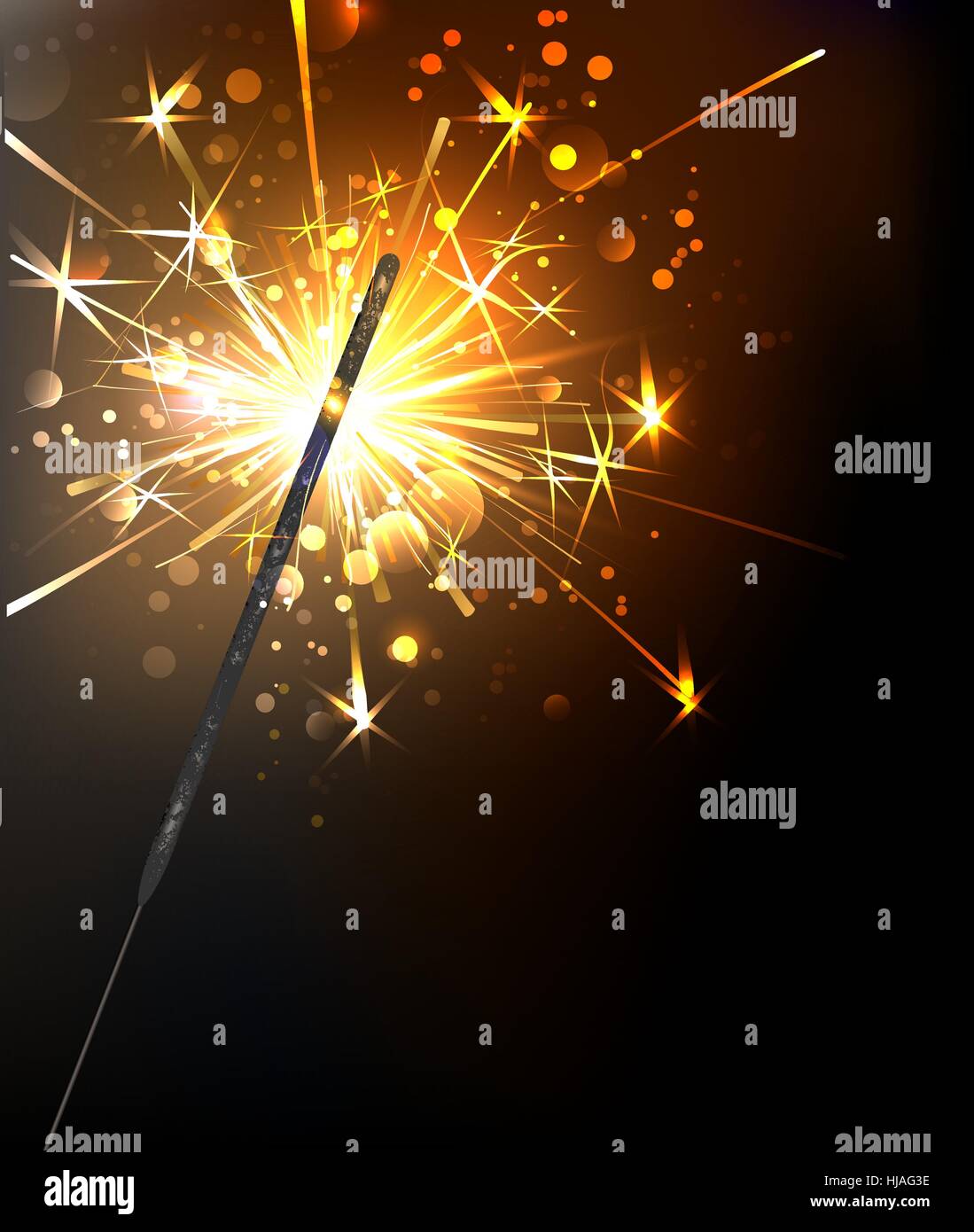 yellow, sparkling sparkler on a black background Stock Vector Image ...