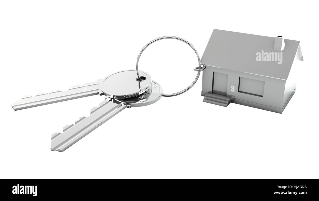 two keys with a home attached Stock Photo - Alamy