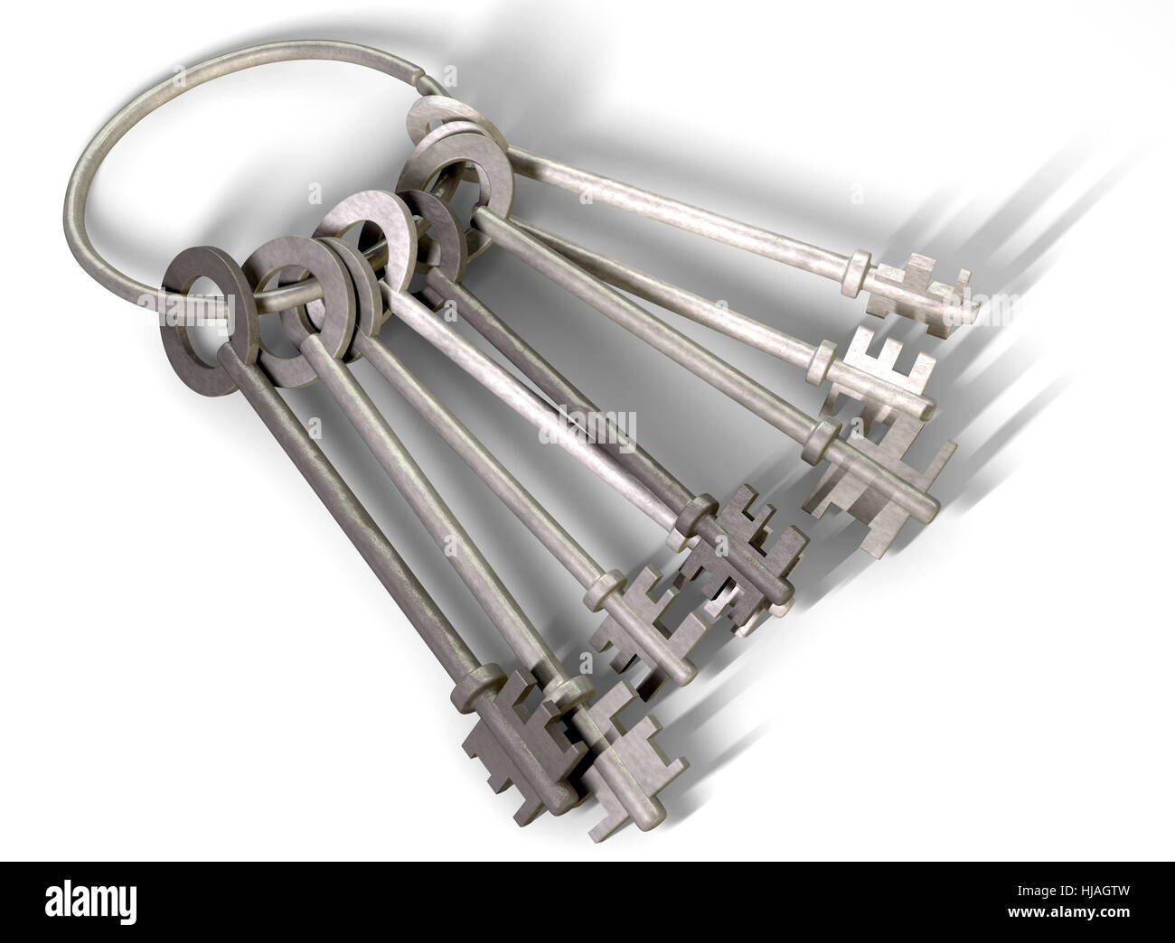 isolated, vintage, iron, steel, metal, loop, latchkey, metallic ...