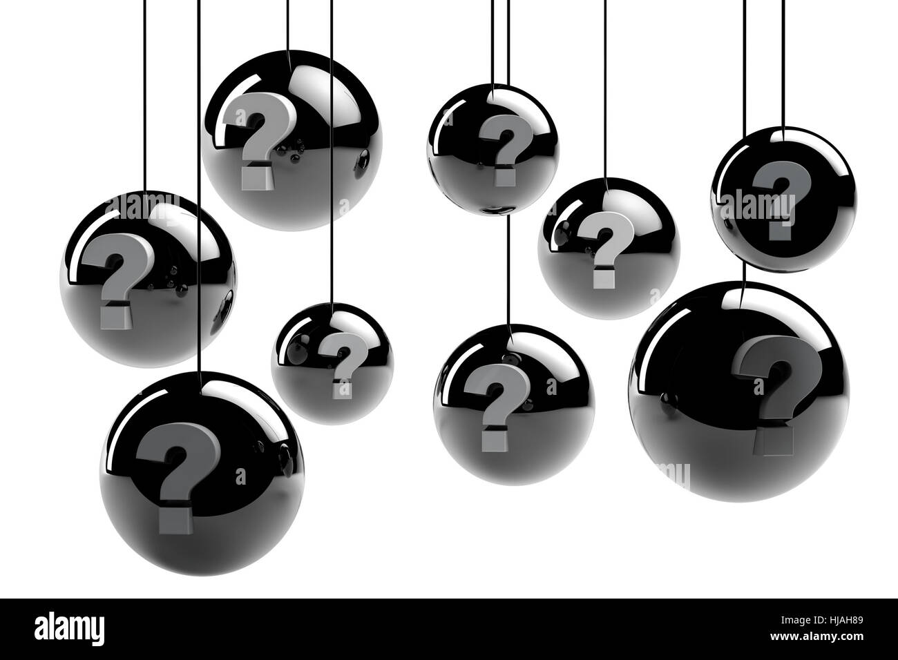 3d metal spheres with question marks Stock Photo - Alamy