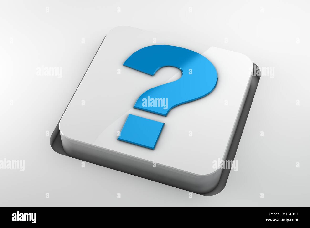 blue question mark key on white background Stock Photo - Alamy