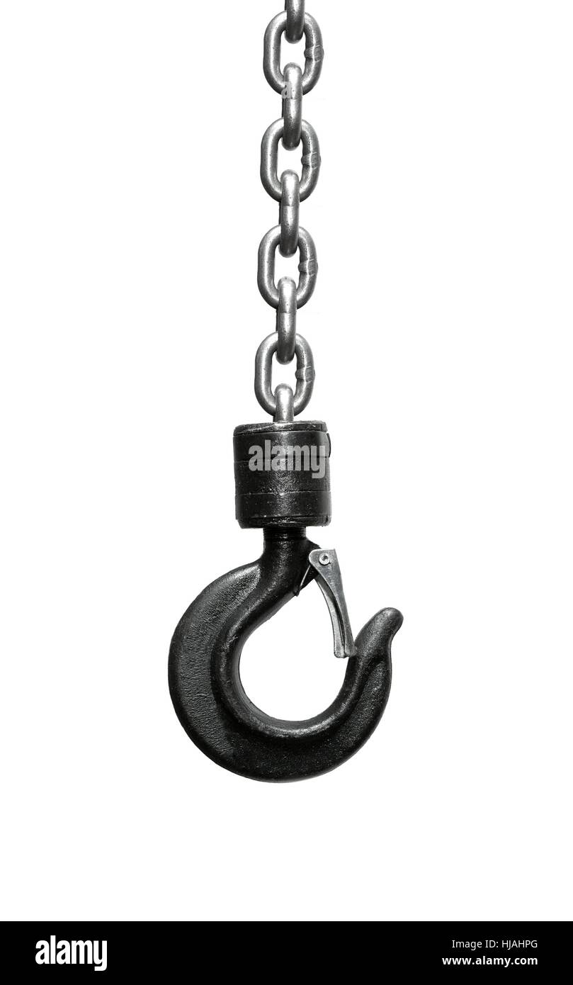 isolated, black, swarthy, jetblack, deep black, chain, metal, hook ...