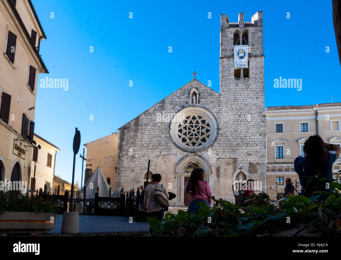 Facade of a medieval church. Alatri, Lazio. Italy Stock Photo - Alamy