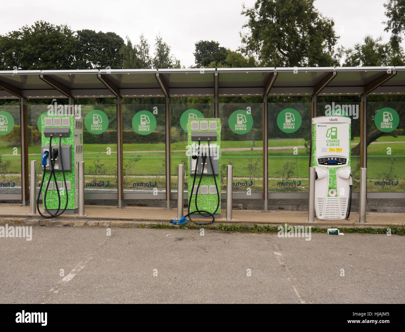 Charging station for electric cars in Toyen Oslo Norway imitating the ...