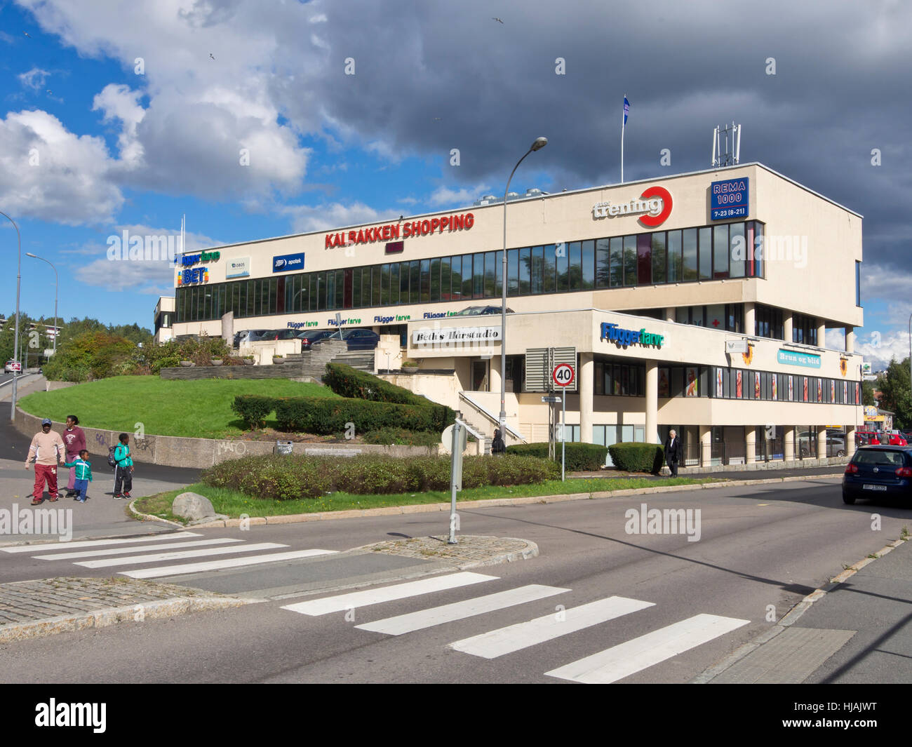 Kalbakken shopping center in a suburb north east in the Norwegian ...